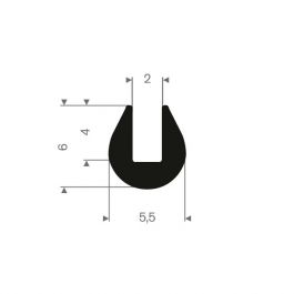 U Rubber Profile 2mm - 5.5x6mm | UV Resistant | EPDM Quality